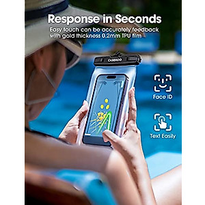 CASEKOO [Never Leak & Anti-Lost] Floating Waterproof Phone Pouch [Ultra Large Back-air Bag] 115FT Water Proof Cell Phone Case for iPhone 14/13/12 Pro Max Samsung S23/S22 Ultra Up to 8''Black