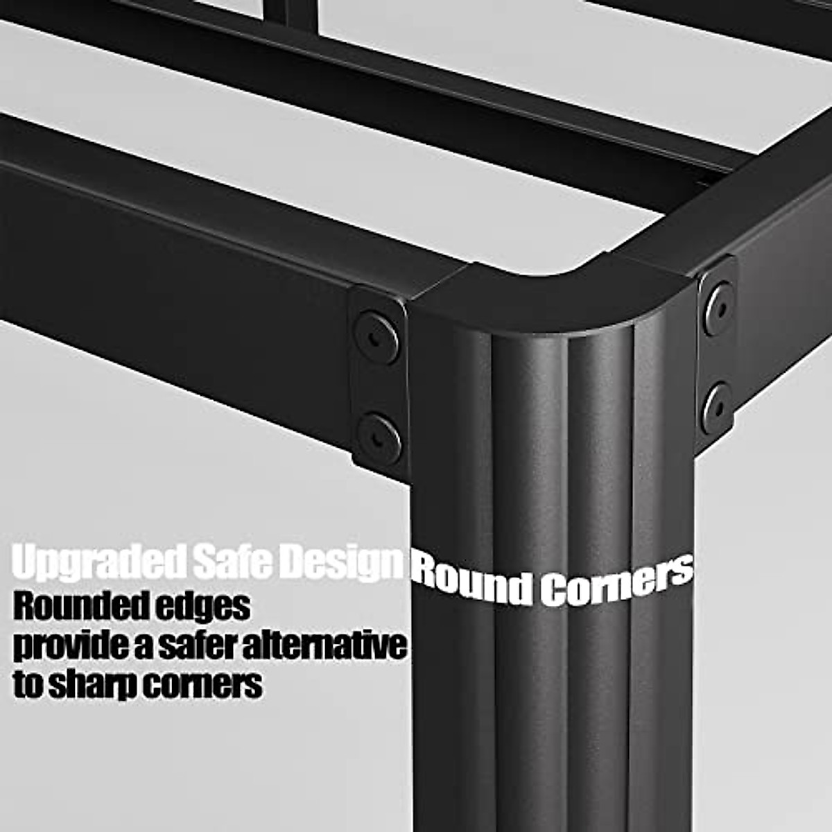 Hunlostten 18in Heavy Duty Twin Bed Frame No Box Spring Needed, Metal Platform Bed Frame Twin with Round Corners, Easy Assembly, Noise Free, Black