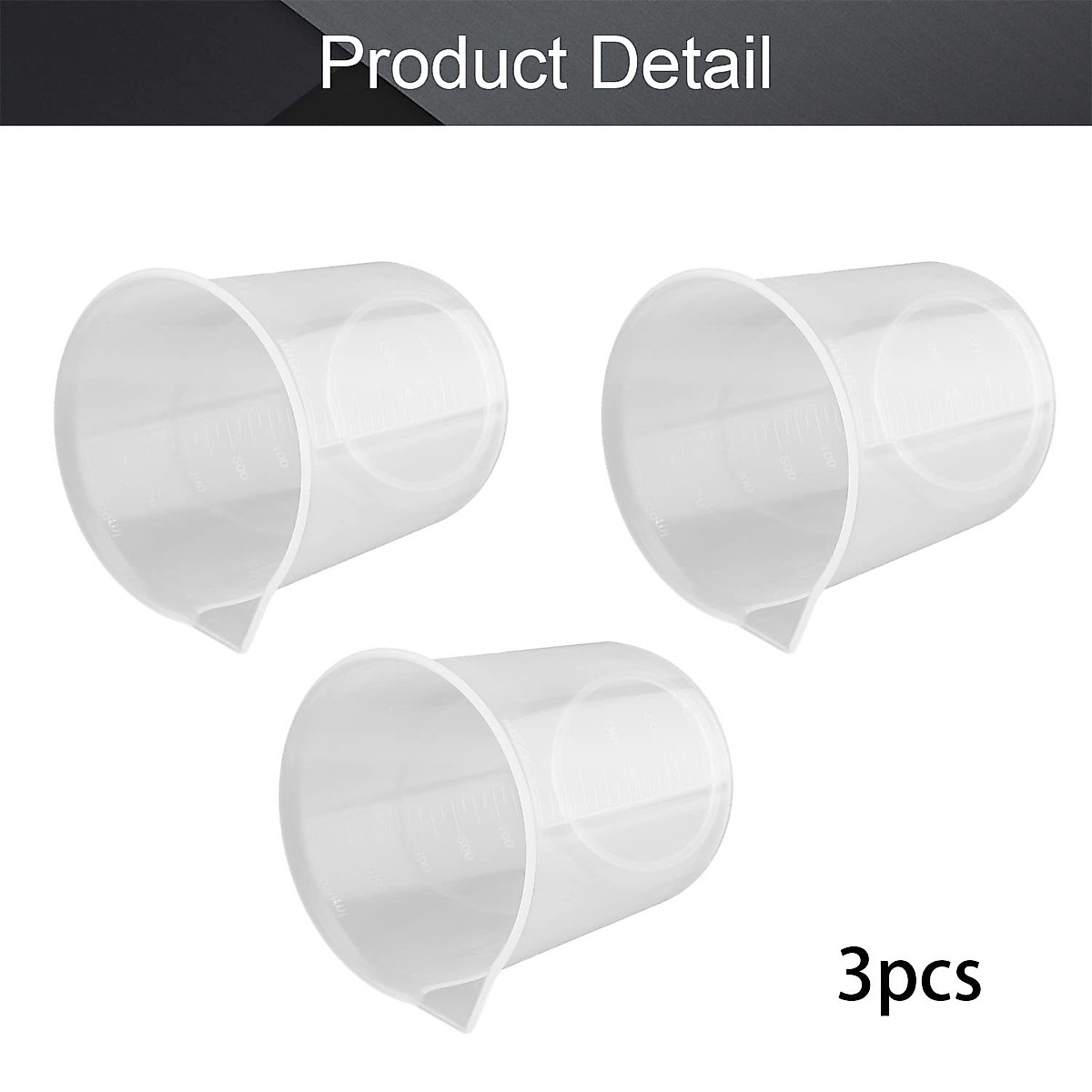 Othmro 3-Pack 500mL Laboratory Slide Spout Water Liquid Volume Measuring Beaker Clear