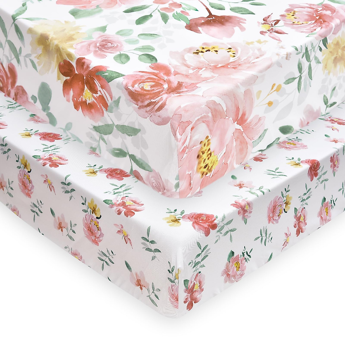 PHF Soft Fitted Crib Sheet Set, 2 Pack Silky Comfy Breathable Baby Sheets for Boys Girls, 28x52x8 Inch Fits Standard Crib and Toddler Mattresses, Light Grey & Light Grey