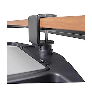 Stand Up Desk Store Clamp On 360 Degrees Swivel Out Mouse Tray with Storage for Desks and Tables Up to 1.5" Thick