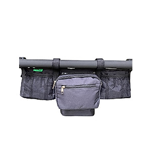 Double Stroller Organizer for Bob Duallie and Baby Jogger City Mini GT With Purse black