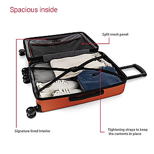 Swiss Mobility LGA Collection Hard Shell Spinner Carry On Luggage for Airplanes, Rolling Suitcase with 360-Degree Spinner Wheels, Retractable Handle, Airline Approved, 20 Inch, Orange
