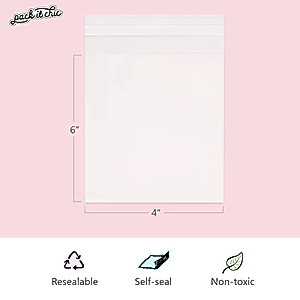 Pack It Chic - 4” X 6” (1000 Pack) Clear Resealable Polypropylene Bags - Fits 4X6 Prints, Photos, A1 Cards, Envelopes - Self Seal