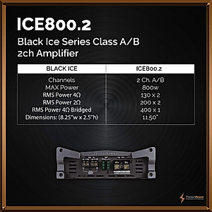 Precision Power ICE800.2 Black Ice Series 800W Class A/B 2Ch Amplifier