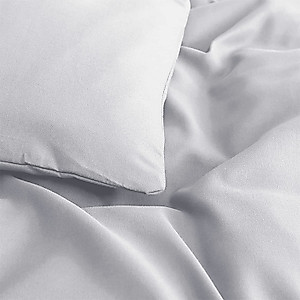 MOONLIGHT20015 Silver King Size Duvet Cover – Soft 3 Piece Double Brushed Microfiber Duvet Cover Set with Button Closure, 1 Duvet Cover King Size 104x90 inches and 2 Pillow Shams