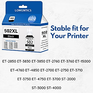 502XL Ink Refill Bottles Black LOMEN Replacement for epson 502XL 502 ET-2850 ET-3830 ET-3850 ET-2760 ET-3760 ET-15000 ET-4760 ET-4850 ET-2700 ET-2750 ET-4750 ET-3700 ST-2000 ST-3000 (1 Pack,Black)