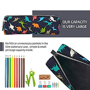 QICENIT Dinosaur Stationery Bag with Zipper Pen Bag Makeup Pouch Office Storage Bag Portable Travel Toiletry Pouch for Men Women