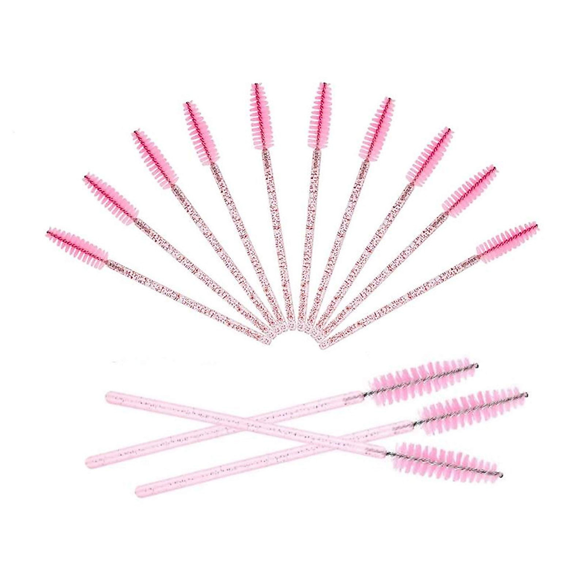 SINEN 50 PCS Disposable Eyelash Brush Mascara Brushes Makeup Brushes Kits for Eye Lashes Extension Eyebrow and Makeup (Crystal Pink)