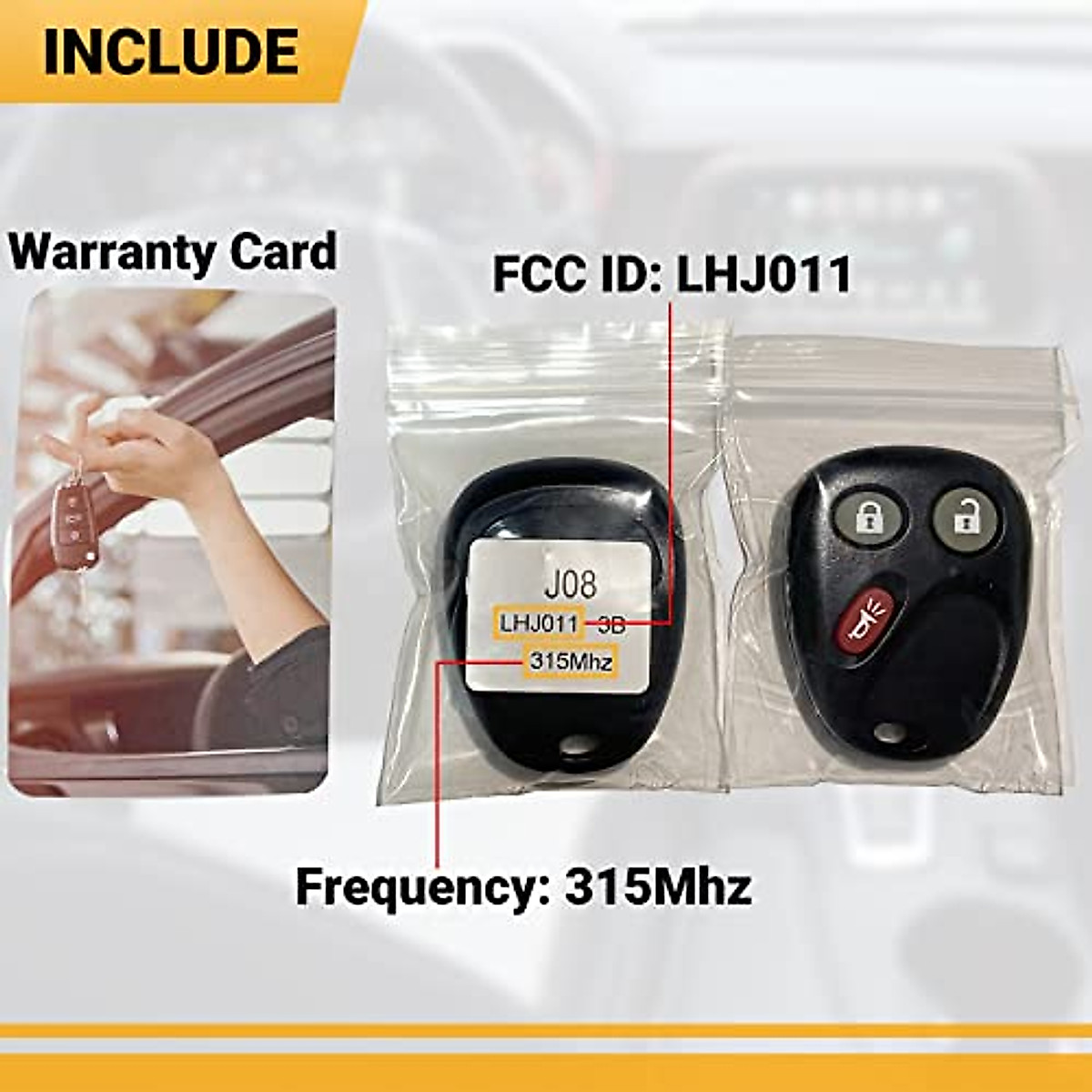 Keyless Entry Car Key Fob LHJ011 Compatible with 2003-2007 Chevy Silverado Tahoe Avalanche Equinox SSR Suburban | GMC Sierra Yukon| Hummer H2| Cadillac Escalade (2 Pack)