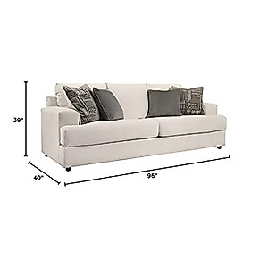 Signature Design by Ashley Soletren Contemporary Chenille Sofa with 4 Accent Pillows, Off-White