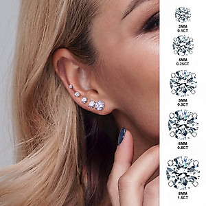 Cubic Zirconia Hypoallergenic Women's Earrings Men's Earrings Women's Earrings Cartilage Fashion Surgical Steel Screw Earrings 5 Pairs
