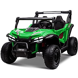 OTTARO 24V Ride on Cars 2 Seater, Electric Cars Vehicles for Adults and Kids, 4WD Ride on UTV Truck w/Remote Control, 25" Spacious Seat, 2 Safety Belts, Bright Light, Music Player,Bluetooth（Green）