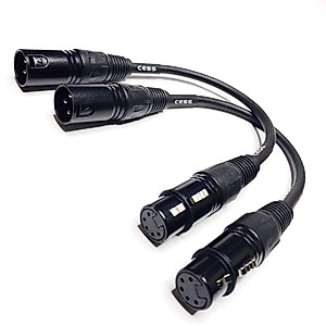 CESS-008 XLR3M to XLR5F DMX512 Adapter Cable - 3 Pin Male XLR to 5 Pin Female XLR DMX Turnaround, 6 Inches - 2 Pack
