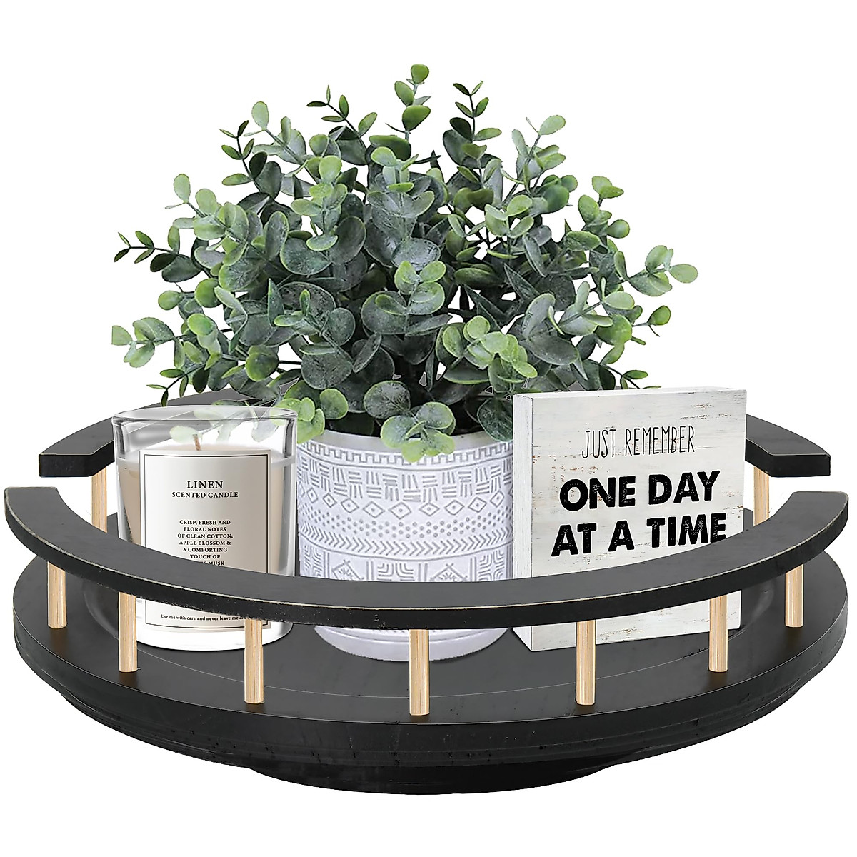 Lazy Susan Turntable for Cabinet, Wood Lazy Susan Organizer for Table, Large Rotating Vanity Tray for Countertop, 360 Turntable Lazy Susan for Pantry Kitchen Bathroom Countertop, 12.5 Inch,White