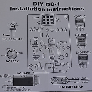 DIY Guitar Overdrive Pedal Kits Effect Pedals Electric Effects Kit OD-1 with Red 1590B Case
