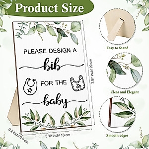 Qunclay 36 Pcs Baby Bibs Baby Shower Game Set Baby Bib Design 25 Pcs White Blank Baby Bibs Feeder Bibs for Baby, 1 Pcs Wooden Bib Sign, 10 Pcs Fabric Markers DIY Baby Gift for Gender Reveal