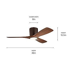 Kichler 300032SBK Volos, 48'' Ceiling Fan with LED Lights & Wall Control, Satin Black