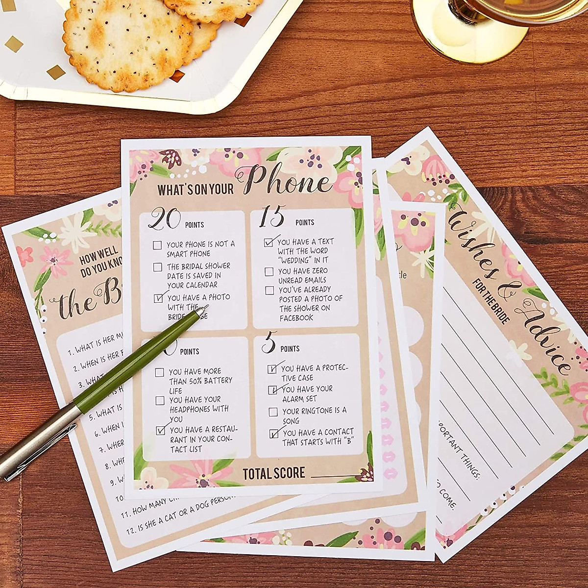 Set of 5 Bridal Shower Games for Engagement Celebrations, Bridal, Bachelorette, Anniversary, Wedding Party, Entertains 50 Guests