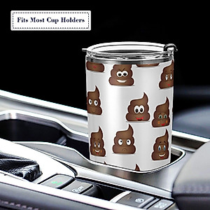 innewgogo Cute Poop 20 oz Stainless Steel Vacuum Insulated Tumbler for Women Men Reusable Water Bottle with Leak-proof Lid & Straw Reusable Cup for Home Office School Gym Water Iced Tea Coffee