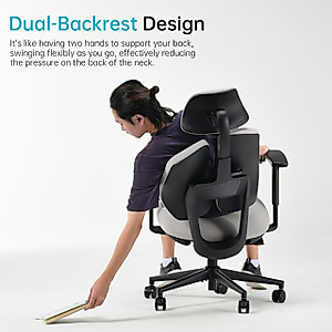 EUREKA ERGONOMIC Ergonomic Office Chair with Back Support, Home Office Desk Chairs Dual Backrests Office Chair, Executive Office Chair Adjustable Arms, Best Office Chair for Lower Back Pain, Beige