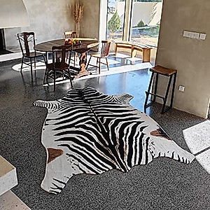 rugoo Zebra Print Rug 6.4 ft x 8.5 ft Black and White Animal Print Rug Animal Printed Rug Cartoon Cute Area Rug Faux Fur Rug Animal Print Mat Carpet for Living Room Bedroom Nursery Sofa