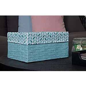 Fabric Storage Bins, Sturdy Cloth Storage Shelf Baskets, Decorative Canvas Bin Toy Storage Basket for Organizing Shelf Nursery Home Closet Office Small Blue