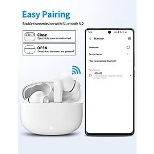 Wireless Earbuds 5.2 Bluetooth Headphones Deep Bass Noise Isolating Earphones with ENC Clear Call Microphone Touch Control IPX4 Sweat Resistant for iPhone 14 Pro Max Samsung S23 Ultra Google Pixel 7 6