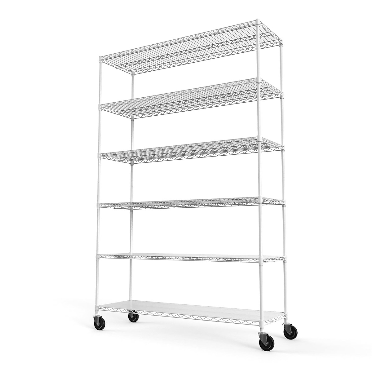 6 Tier 6000lbs Capacity NSF Metal Shelf Wire Shelving Unit, Heavy Duty Adjustable Storage Rack with Wheels & Shelf Liners for Commercial Grade Utility Steel Storage Rack, White - 82"H x 48"L x 18"D