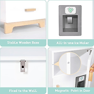 labebe - Kitchen Wooden Fridge | Fridge Freezer for Toddlers, Kids' Kitchen Playset Toy, Baby Cabinet Refrigerator Pretend Play Furniture White for Children Boy & Girl(15.8" 13.8”27”)