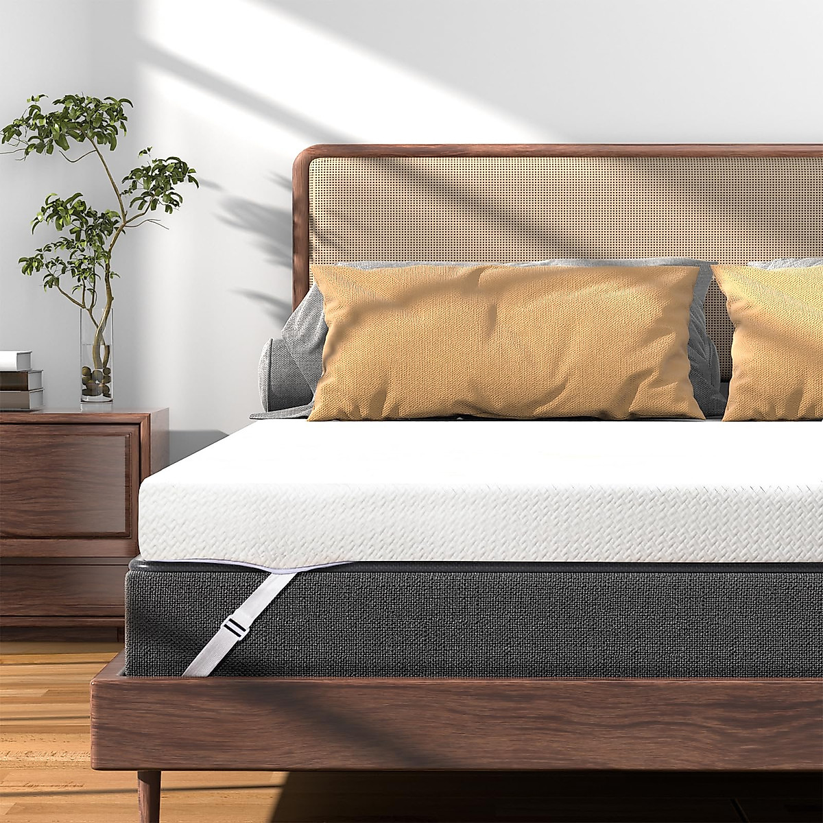 3 Inch Gel Memory Foam Mattress Topper Queen, Cooling Mattress Topper with Removable & Washable Bamboo Cover, CertiPUR-US Certified