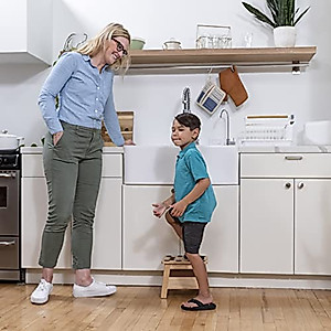 ECR4Kids Folding Step Stool with Handle, Kids Furniture, Natural