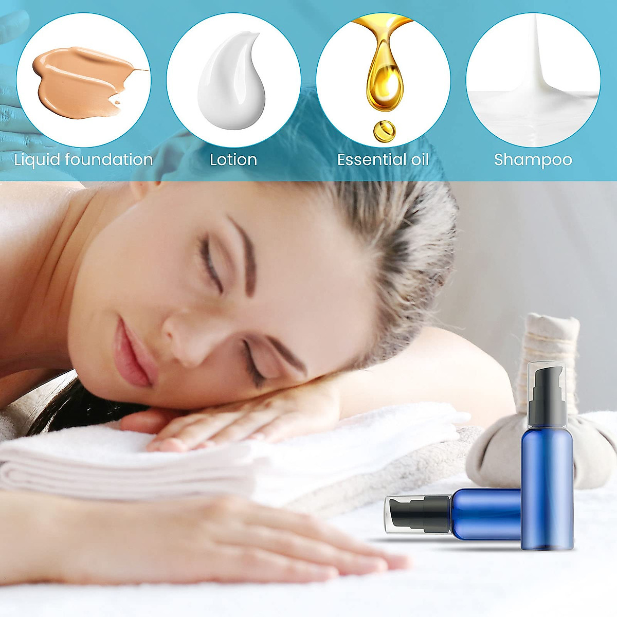 RAYNAG 5 Pack Empty Refillable Plastic Pump Bottle Ideal for Lotion Cream Essential Oil Travel Small Container,50ml/1.7oz