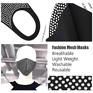 Urieo Fashion Sequins Face Mask Black Sparkly Rhinestones Masks Fashion Masquerade Halloween Masks Ball Party Nightclub Rave Festival for Women and Girls