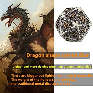 Pure Copper Hollow Metal Dice Set DND dice Dungeons and Dragon d&d polyhedral dice RPG dice with Role Playing Games dice Metal Box