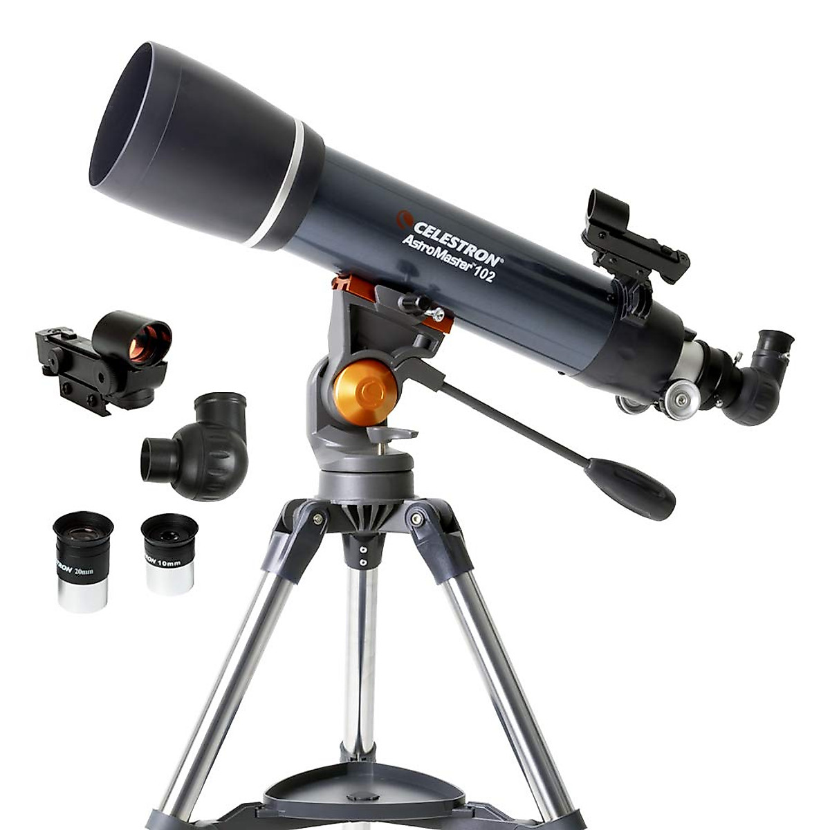 Celestron - AstroMaster 102AZ Refractor Telescope, Fully-Coated Glass Optics - Adjustable-Height Tripod - Bonus Astronomy Software Package & AstroMaster Telescope Accessory Kit