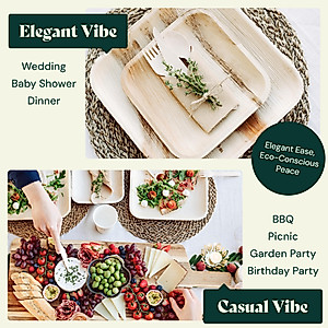 Chic Leaf Compostable & Biodegradable Palm Leaf Disposable Bamboo Plates - Disposable Party Plates for Appetizers (1, 7'' (Pack of 50))