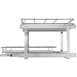 VEVOR 2 Tier 13"W x 21"D Pull Out Cabinet Organizer, Heavy Duty Slide Out Pantry Shelves, Chrome-Plated Steel Roll Out Drawers, Sliding Drawer Storage for Inside Kitchen Cabinet, Bathroom, Under Sink
