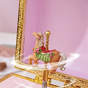 LOVE FOR YOU Gift Wrapped Music box Musical Carousel Horse Jewelry Box for Girls and Women Baby Kids Sister Niece Daughter Mom Granddaughter Grandma Birthday Presents Christmas Gifts