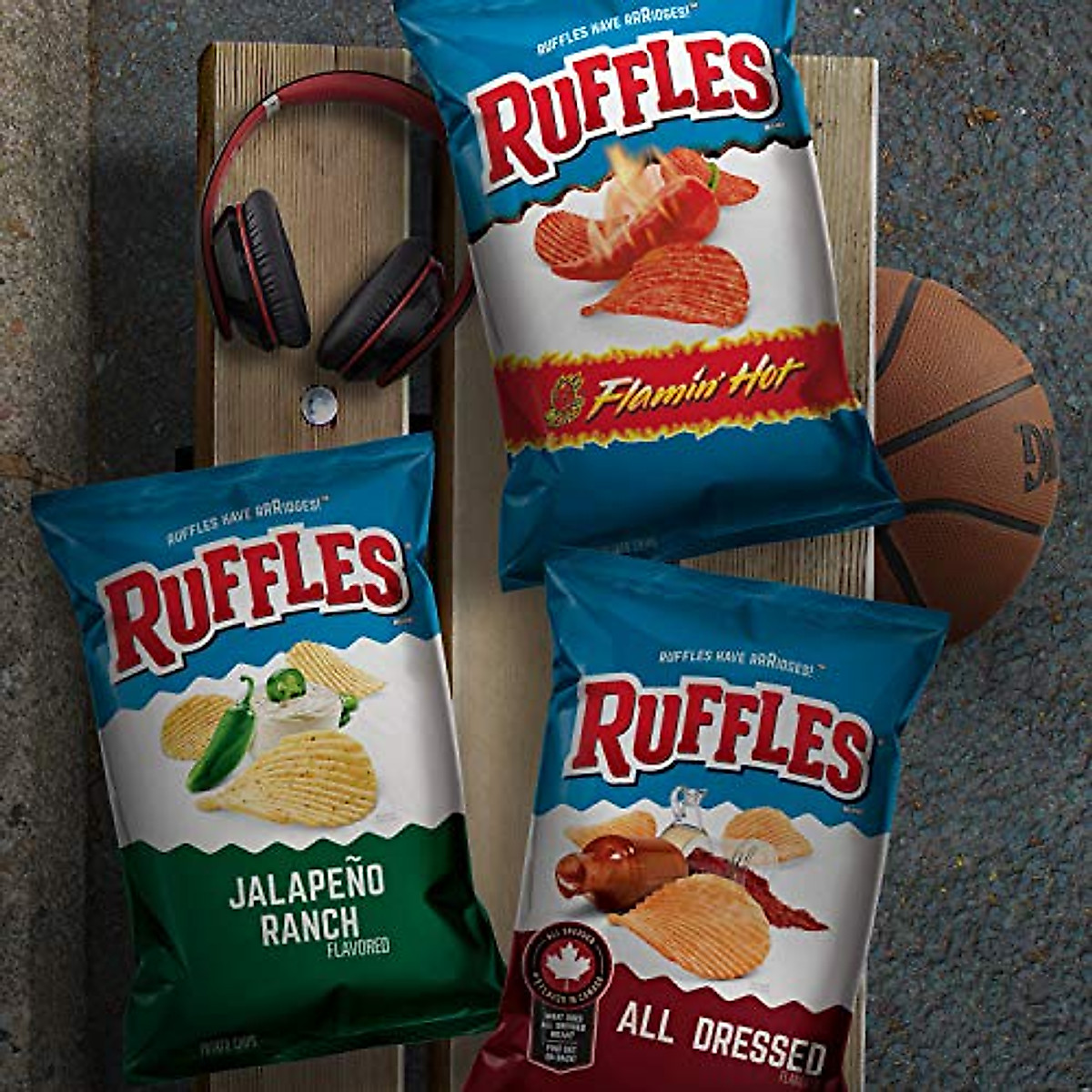 Ruffles Potato Chips, Jalapeno Ranch Flavored Snacks, 8 Oz Bag