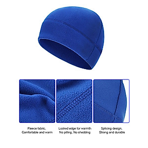 3 Pieces Winter Warm Skull Cap Soft Polar Fleece Beanie Hat Thick Windproof Watch Cap Skiing Outdoor Cap for Men Women (Royal Blue, Black, Gray, Plus Size)