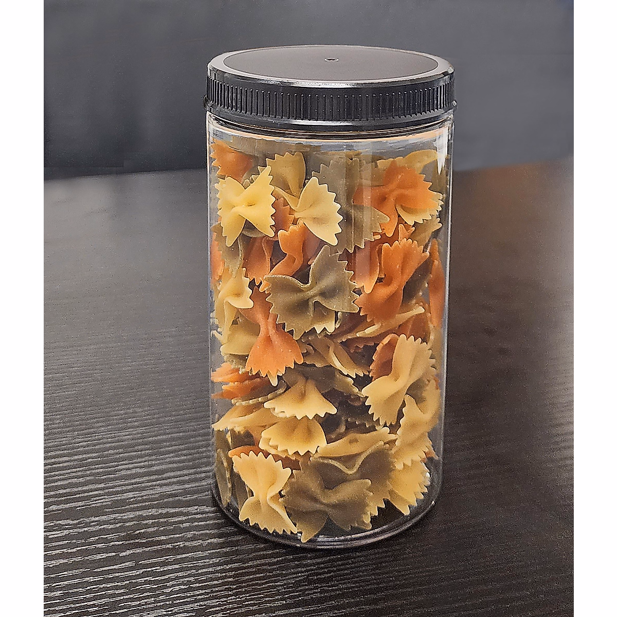 ljdeals 32 oz Clear Plastic Jars with Lids, Storage Containers, Wide Mouth PET Mason Jars, Pack of 6, BPA Free, Food Safe, Made in USA