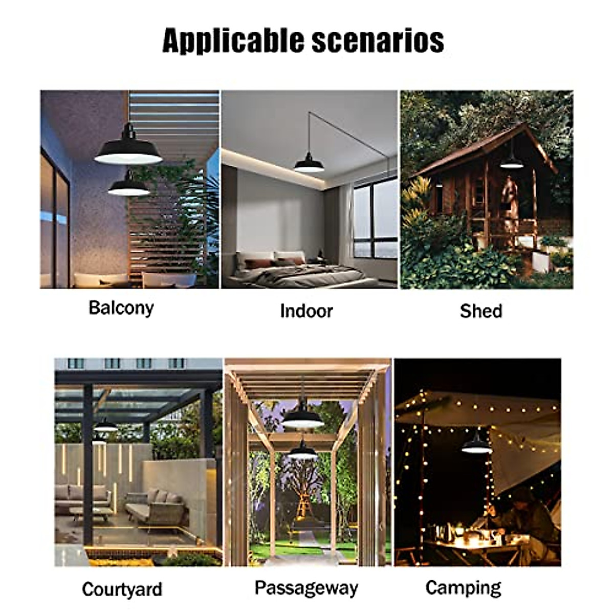 SyouHome Solar Hanging Lights Outdoor Waterproof Solar Shed Lights with Remote Control, 4 Lighting Modes Solar Pendant Lamp for Home Indoor Garden Yard Barn Gazebo, Available Daytime (2 Pack)