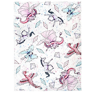 Girl's Dragon, Unicorn Fairy Baby Blanket | 30x40 Inches | Soft Minky Purple Fleece | Unique Baby Gift