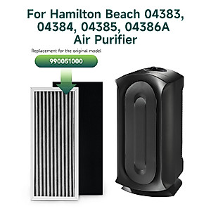 04383 Filter Replacement Compatible with Hamilton Beach 04383, 04384, 04385 Air Purifier, 1 True HEPA Filter & 4 Carbon Filters, Part# 990051000