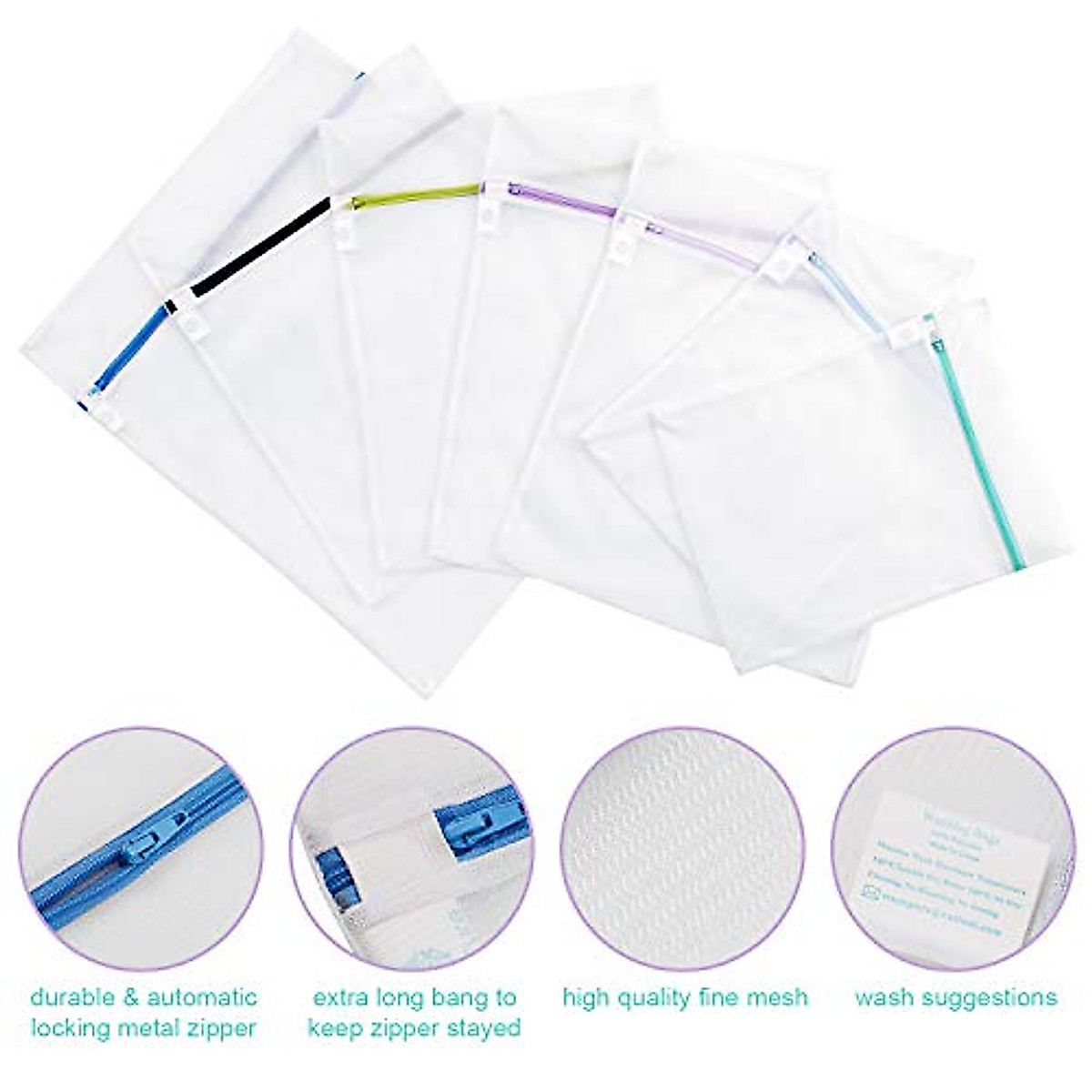 Wanapure 9Pcs Mesh Laundry Bag for Delicates, Lingerie Bags for Laundry - (1 Large & 4 Medium & 2 Small & 2 Bra Bags) for Garment, Underwear, Sock, Baby Clothes, Sweater, Travel, Washing Machine