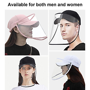Muryobao Men Women Summer Face Shield Baseball Hat UV Protection Outdoor Fishing Detachable Sun Visor Cap Black