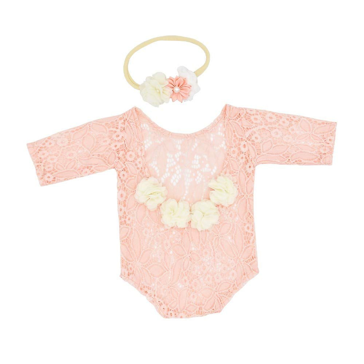 Brenaly Newborn Photography Prop Infants Baby Sunflower Tutu Skirt and Pink Lace Rompers Flower Headband Sets Shoot Outfits for 0-6 Months Baby Girls