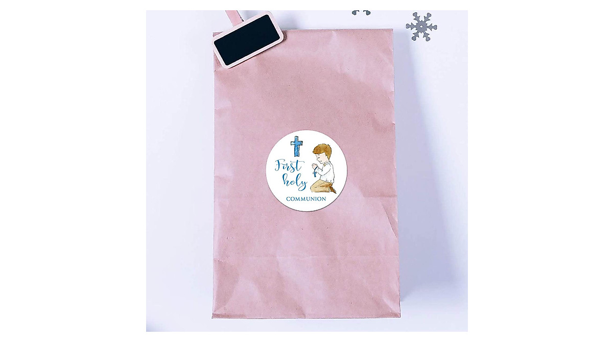 Blue First Holy Communion Stickers - 40-Pack Religious Favors