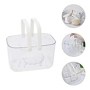 LALAFINA Loofah Shower Caddy Basket Plastic Storage Basket Shower Organizer Bucket with Handle Whale Pattern for Kitchen Dorm Bathroom Garden Cleaning Supplies White Scrunchies